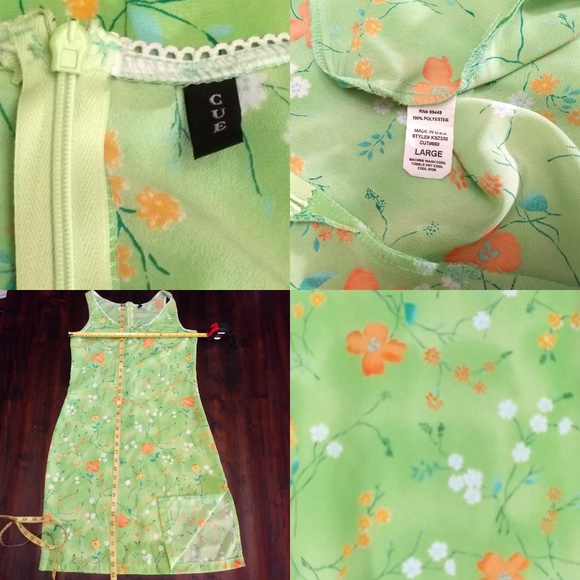 Cue | Dresses | Limechartreuse Orange White Floral Dress | Poshmark